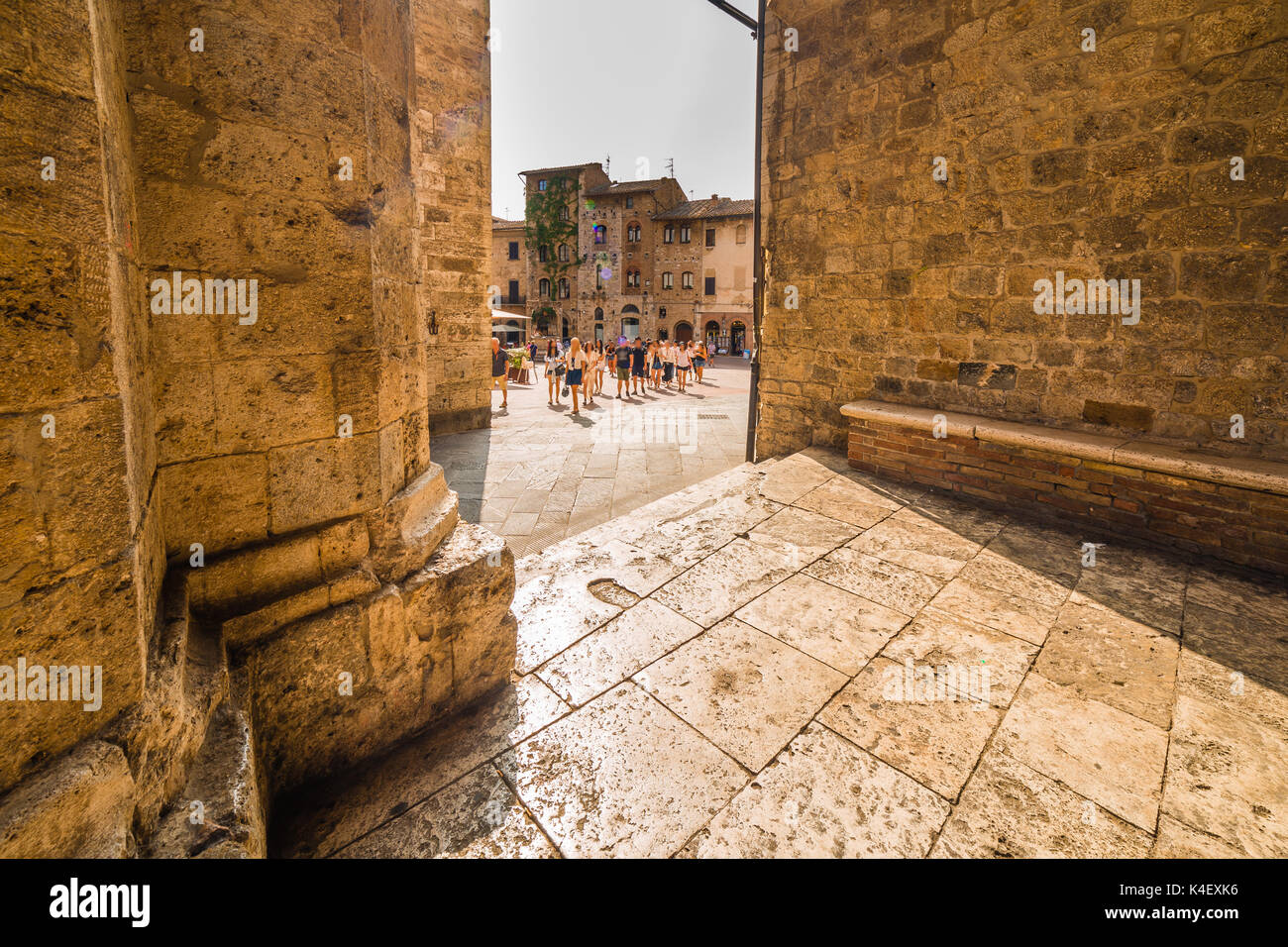 main public square of San Gimignano, wonderful medieval village in ...