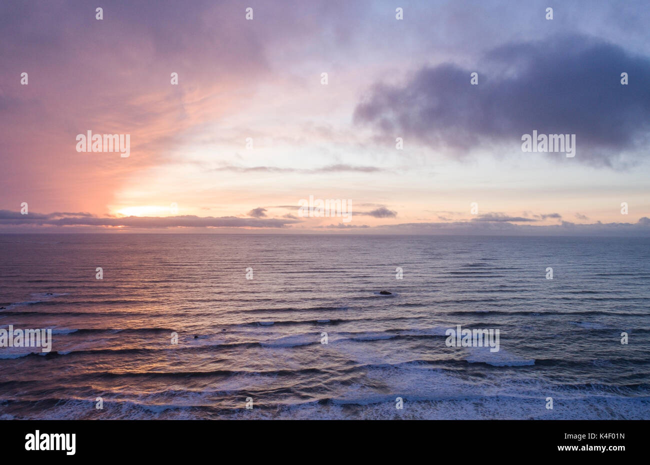Aerial image of the Pacific Ocean along Ruby Beach, Washington Stock ...