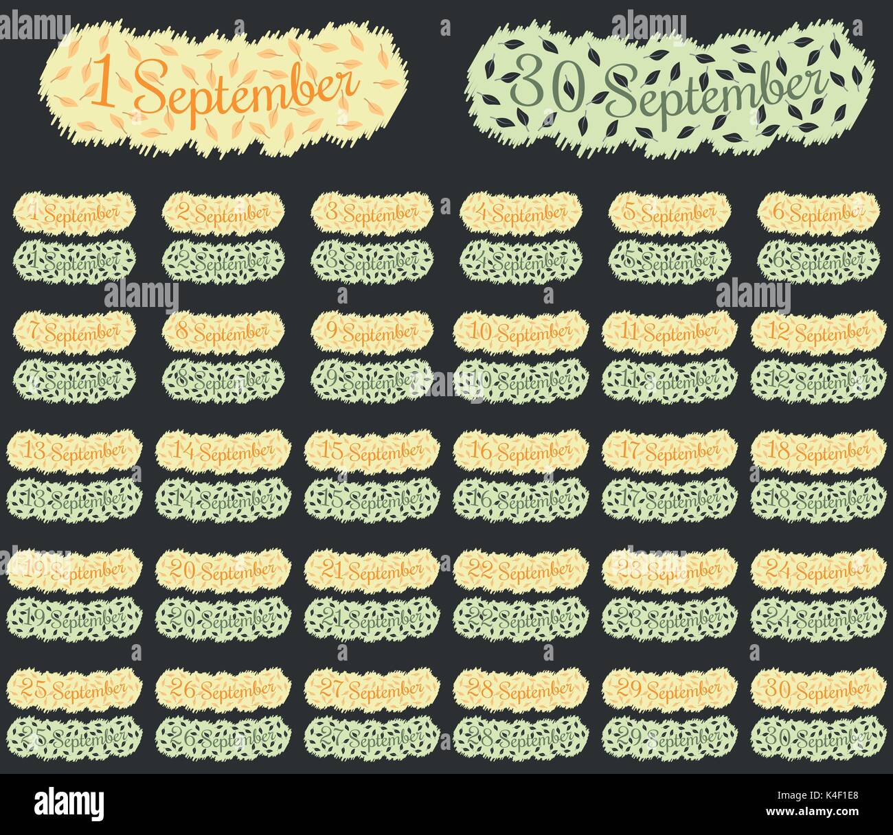 September date collection, ready inscription or lettering of september ...