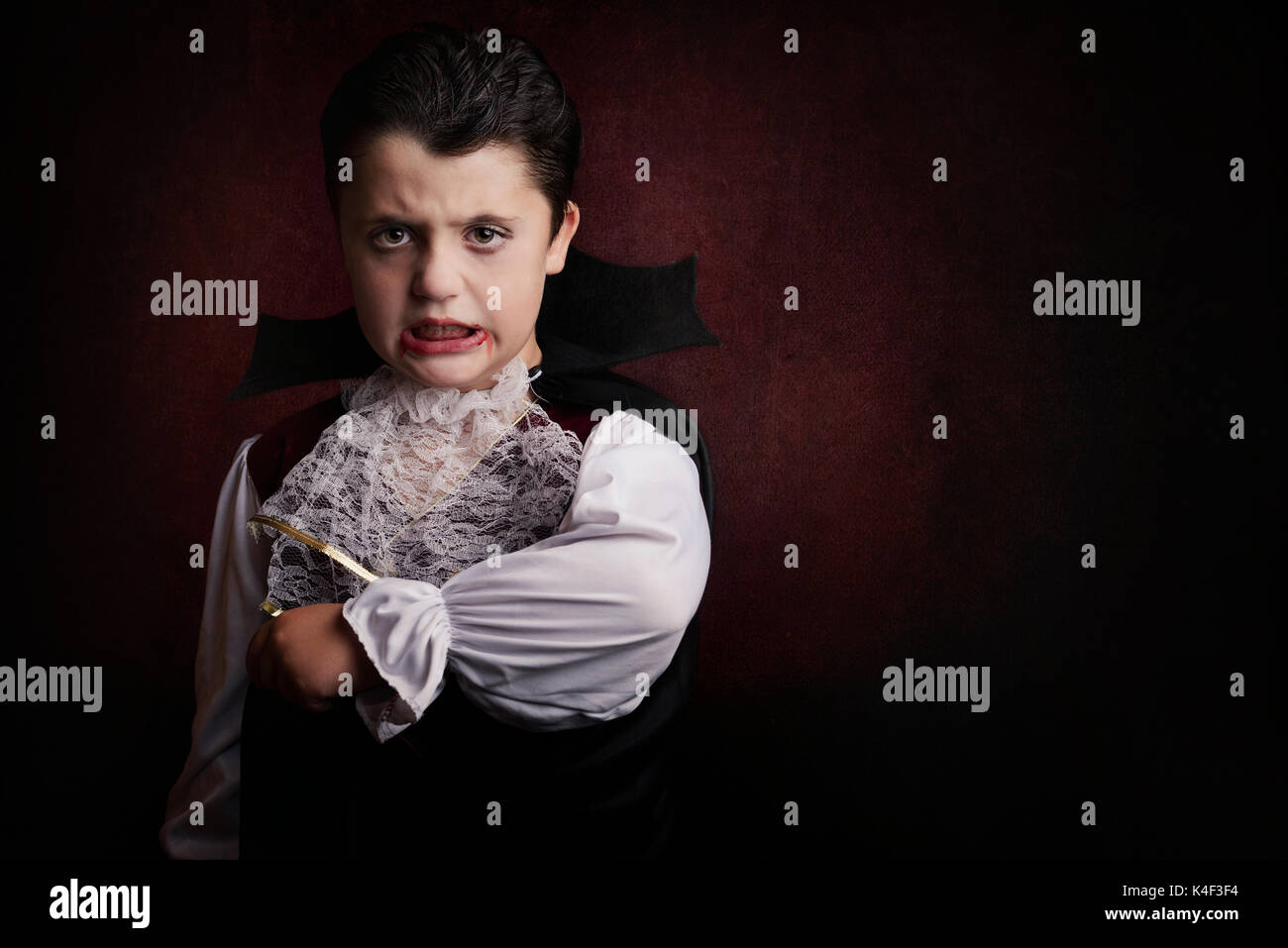 Boy in Halloween.Boy dressed as a vampire . Boy in Halloween.Boy ...