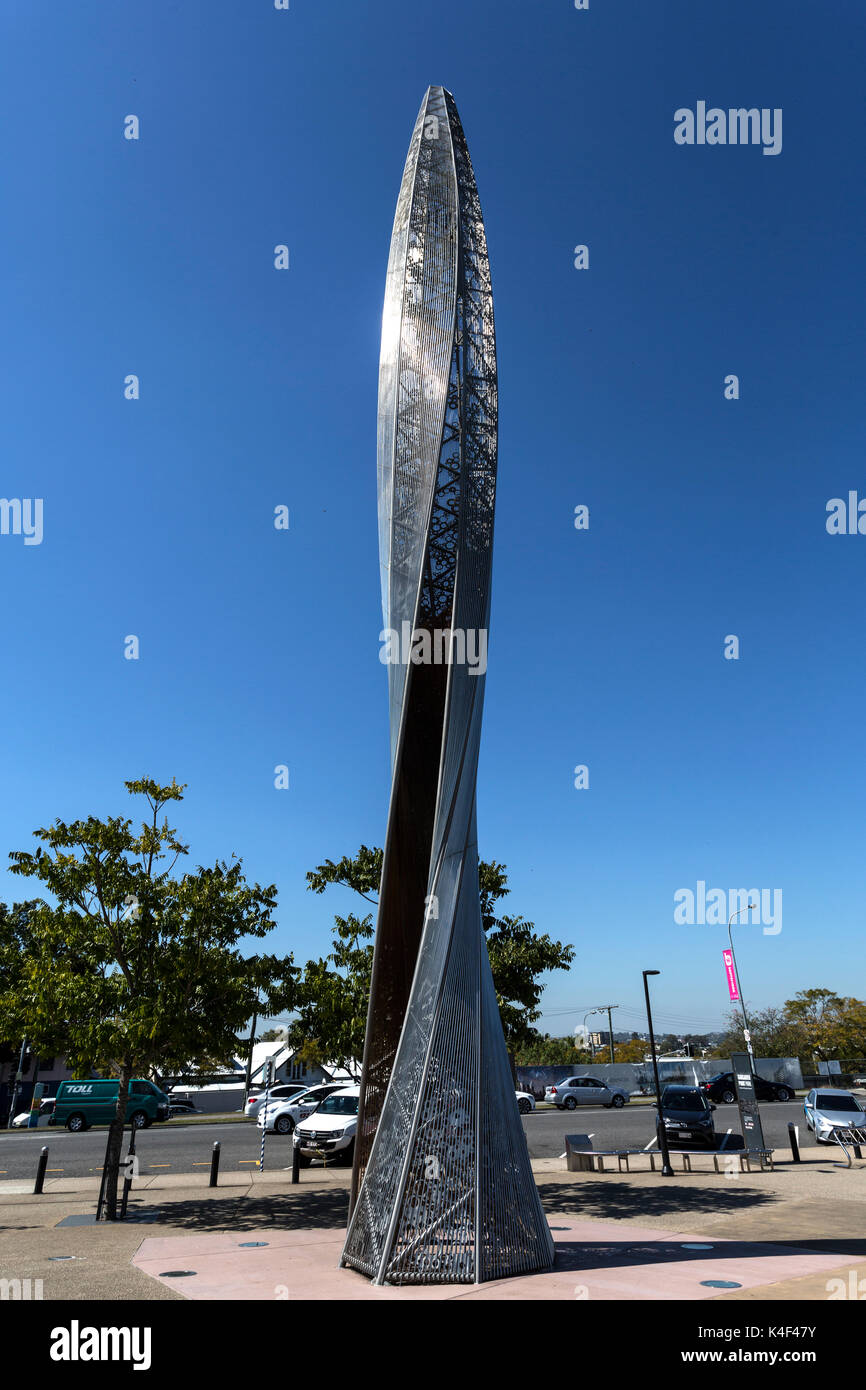 Modern stylish monument on a city park near Kangaroo Point Cliffs, in ...