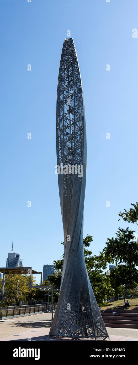 Modern stylish monument on a city park near Kangaroo Point Cliffs, in ...