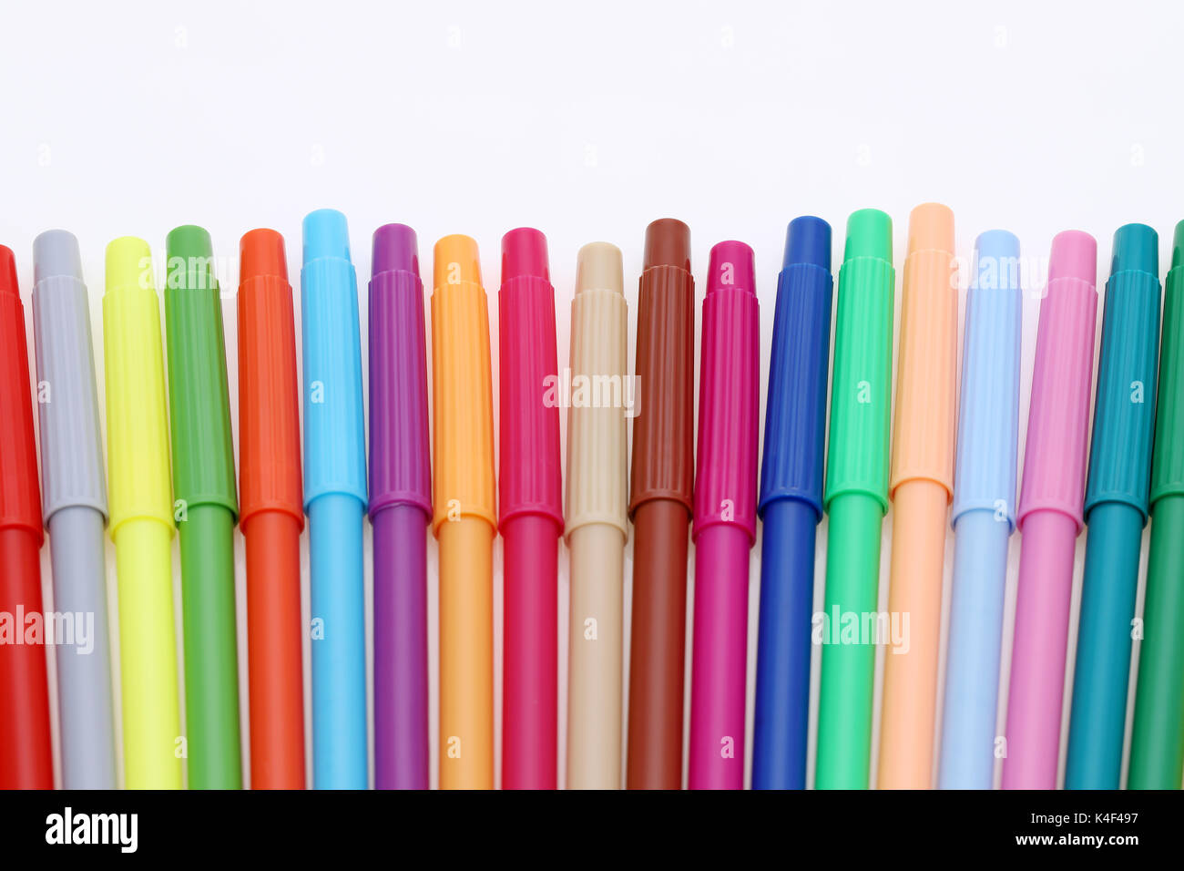 row of colorful felt pens isolated on the white background Stock Photo ...