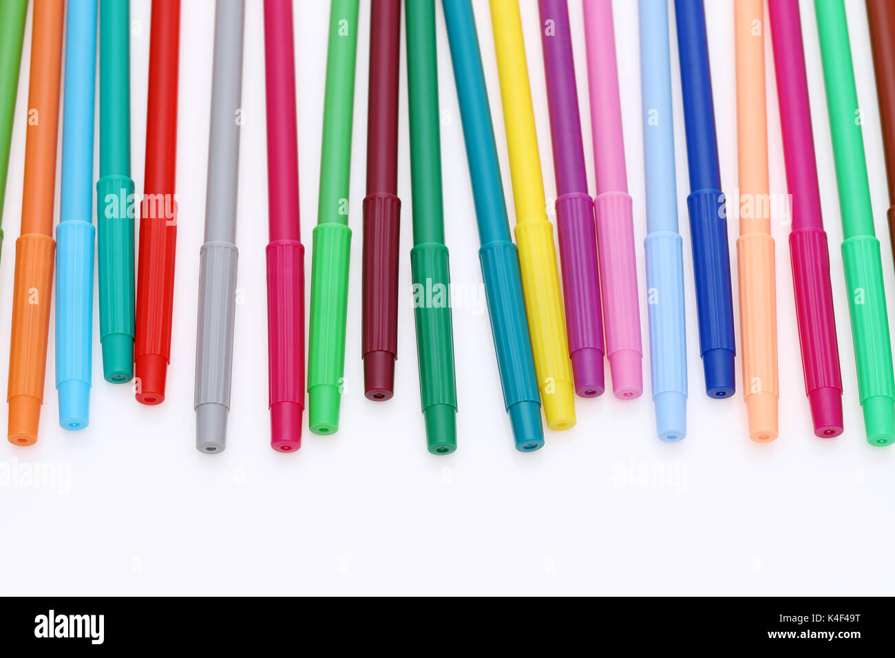 row of colorful felt pens isolated on the white background Stock Photo ...
