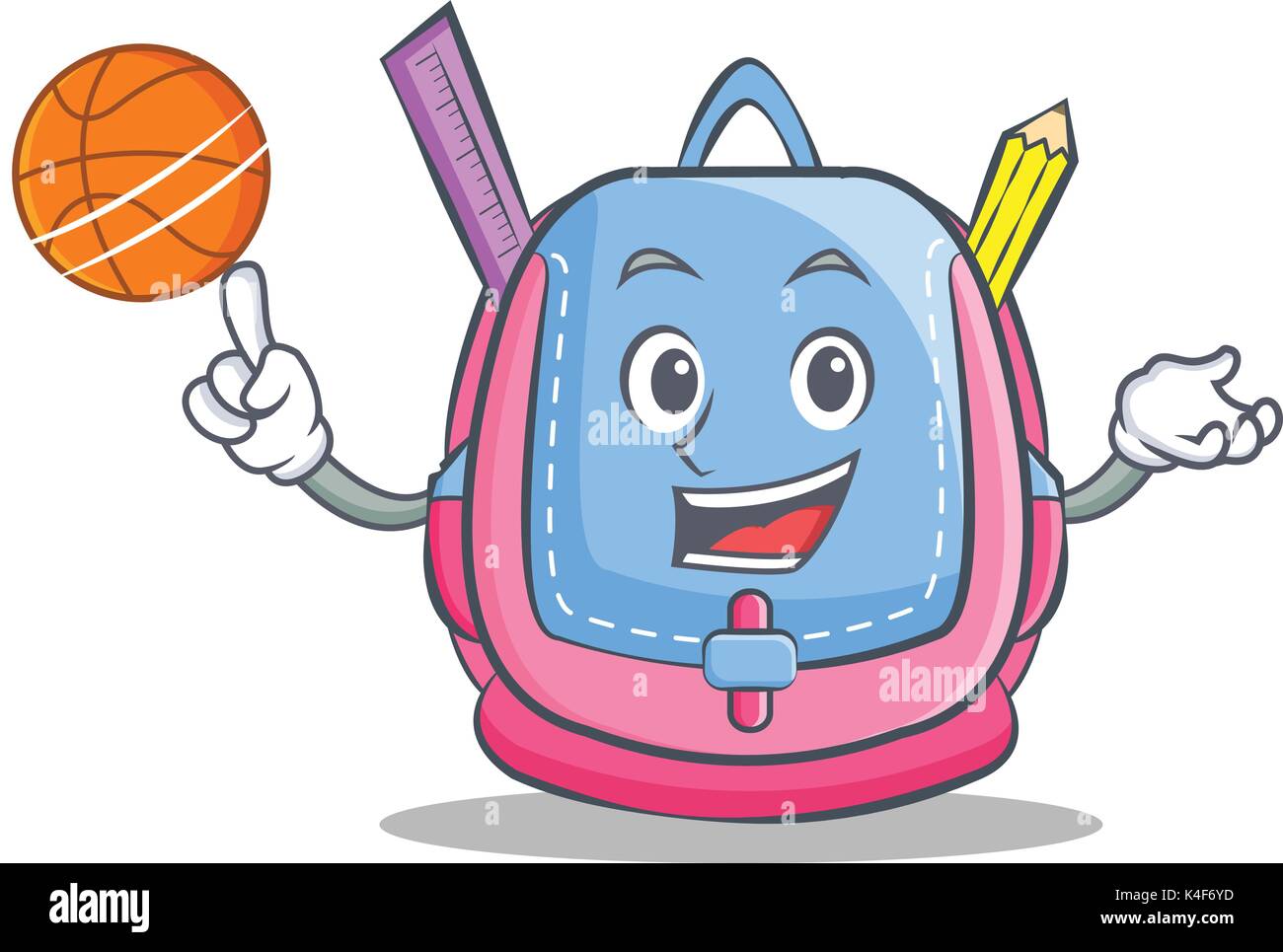 Playing basketball school bag character cartoon Stock Vector Image ...
