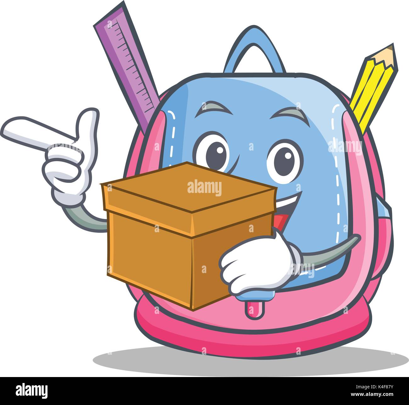 With box school bag character cartoon Stock Vector Image & Art - Alamy