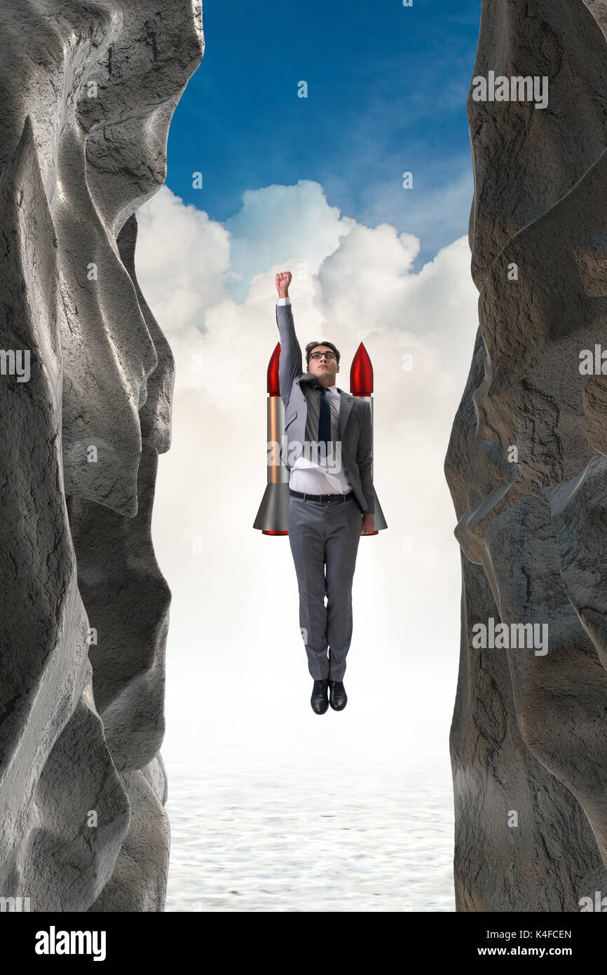 Businessman overcoming challenges in business concept Stock Photo - Alamy