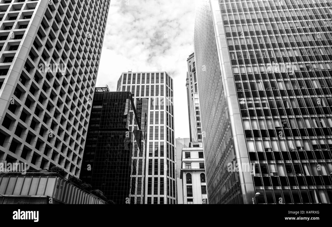 Hong Kong Modern office building with B&W color Stock Photo - Alamy