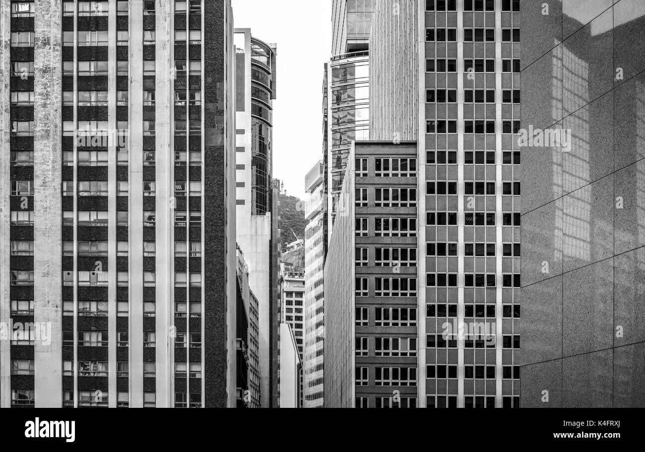 Hong Kong Modern office building with B&W color Stock Photo - Alamy