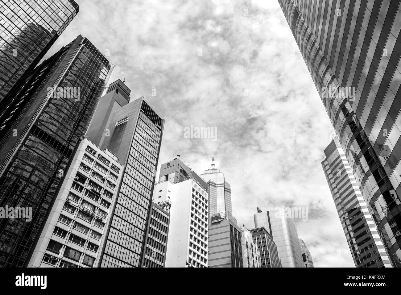 Hong Kong Modern office building with B&W color Stock Photo - Alamy