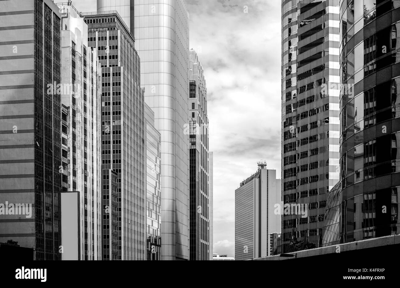 Hong Kong Modern office building with B&W color Stock Photo - Alamy