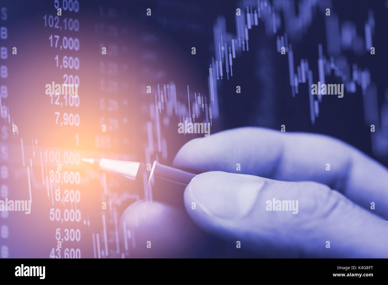 Index graph of stock market financial indicator analysis on LED ...