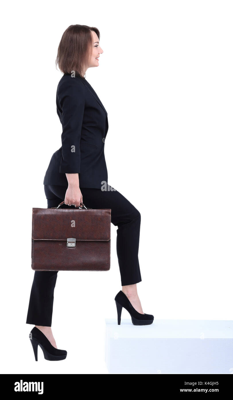 Full length portrait of business woman with briefcase going Stock Photo ...