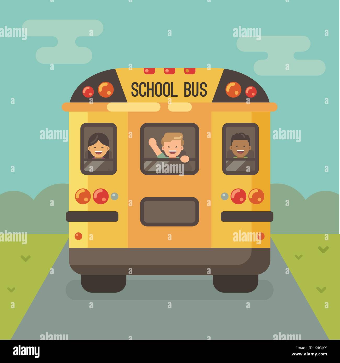 Cheerful children waving Stock Vector Images - Alamy