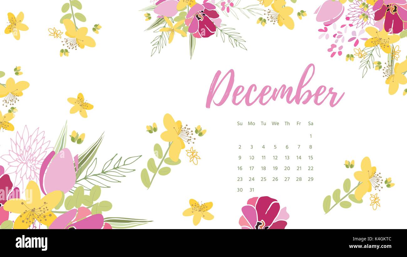 Vintage floral calendar 2018 Stock Vector Image & Art - Alamy