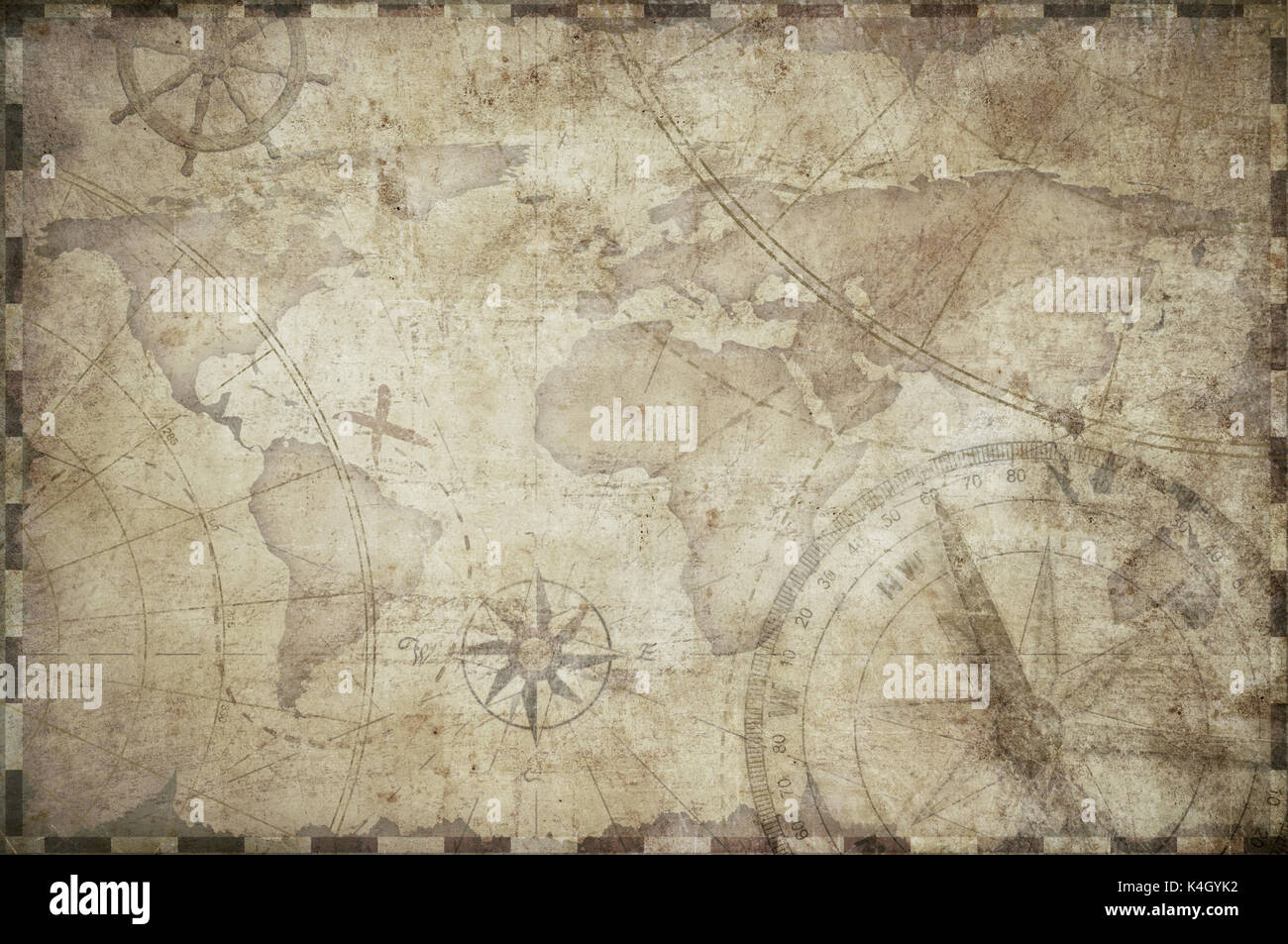 Treasure map toned background illustration. Earth surface furnished by ...