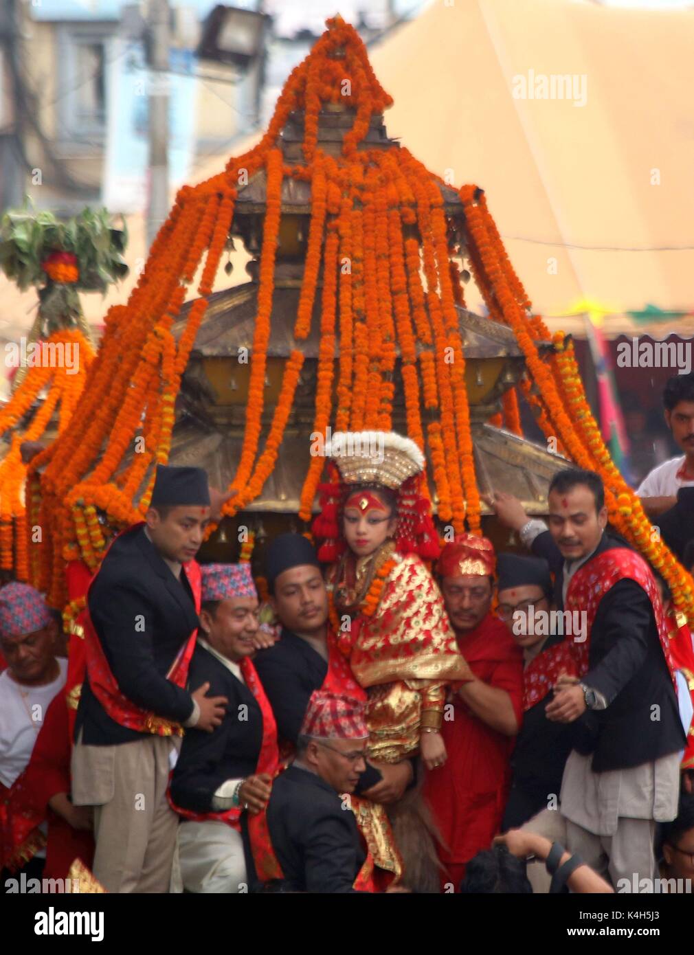 Kathmandu, Nepal. 05th Sep, 2017. People participate. the procession ...
