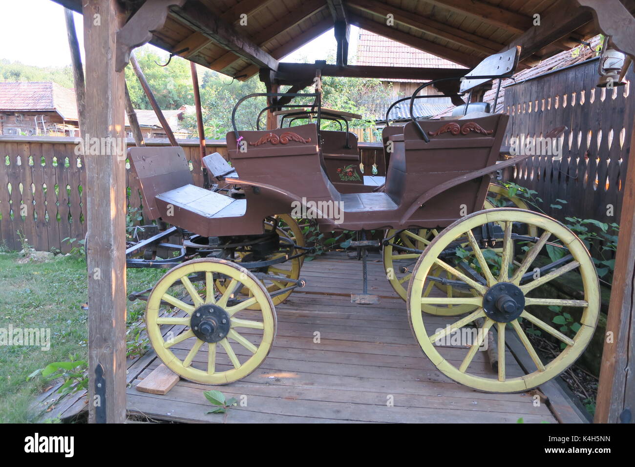 Yard, decorated by antiquities, Savadisla, Romania Stock Photo - Alamy