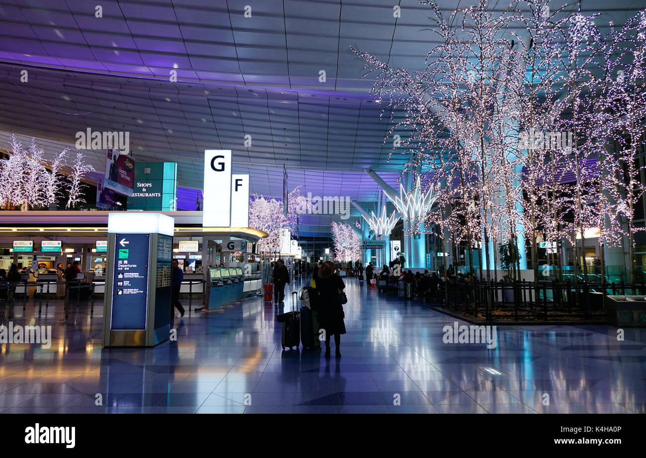 Tokyo, Japan - Jan 4, 2016. Departure Terminal of the Haneda Airport in ...
