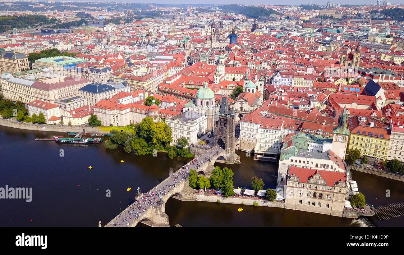 Prague, Czech Republic - Beautiful summer’s day over the city ...