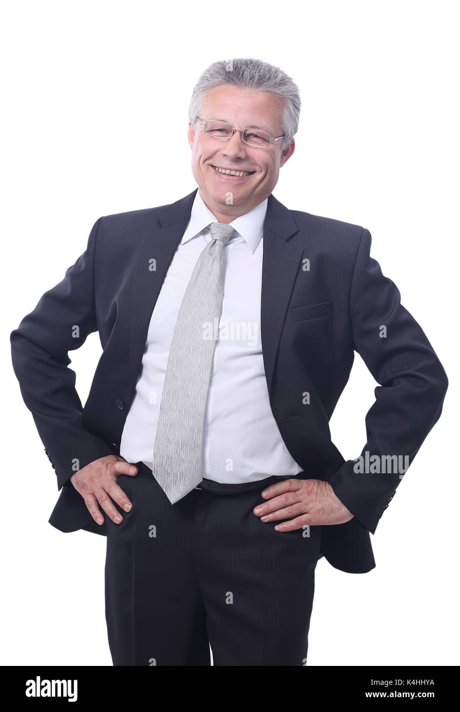 Gray-haired business man smiling isolated on white background Stock ...