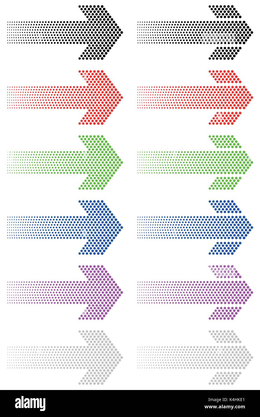 Arrow from decreasing dots with straight end on white background Stock ...