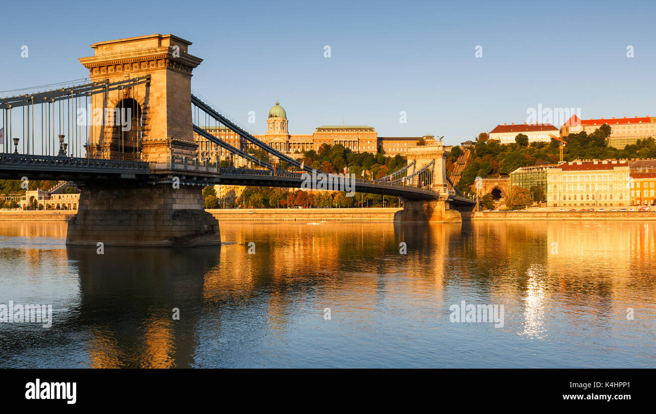 Morning view of city centre of Budapest over the river Danube, Hungary ...