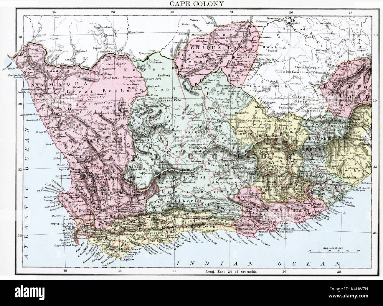 Antique map, circa 1875, of Cape Colony Stock Photo - Alamy