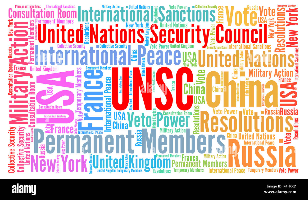 UNSC, United Nations Security Council word cloud Stock Photo - Alamy