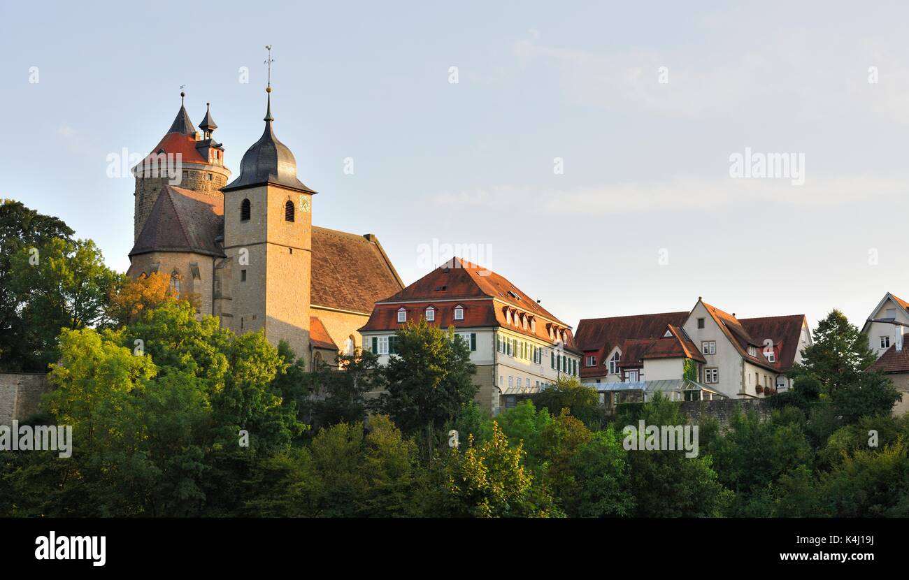 Old town with Schochenturm, school at Steinhaus and town church of St ...