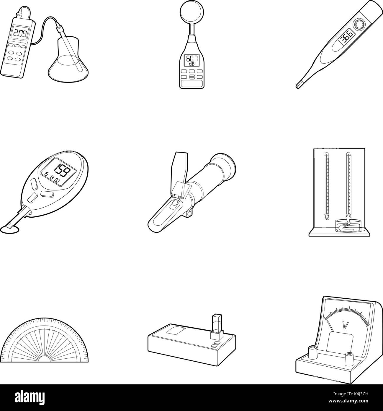 Precision instrument icons set, outline style Stock Vector Image & Art ...