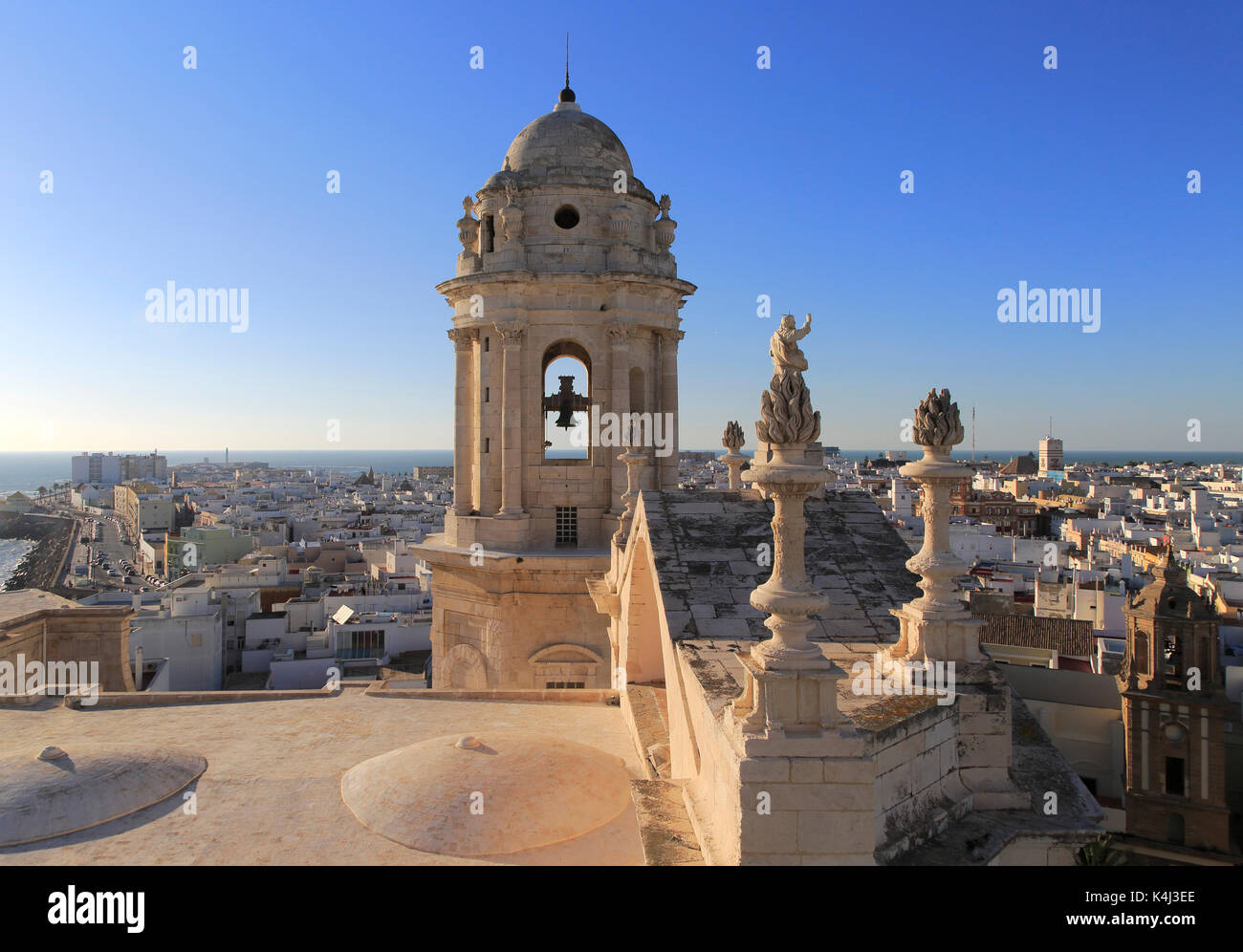 Rooftops buildings in Barrio de la Vina, cathedral roof, Cadiz, Spain ...