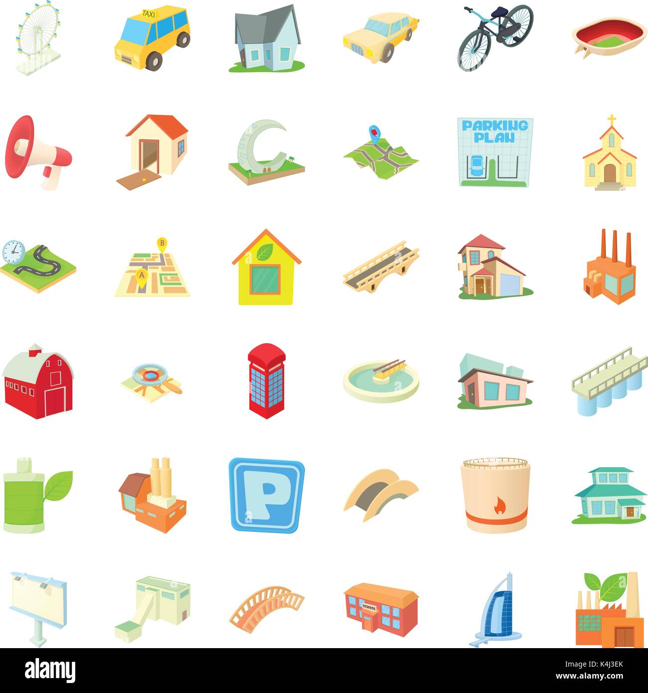 Downtown icons set, cartoon style Stock Vector Image & Art - Alamy
