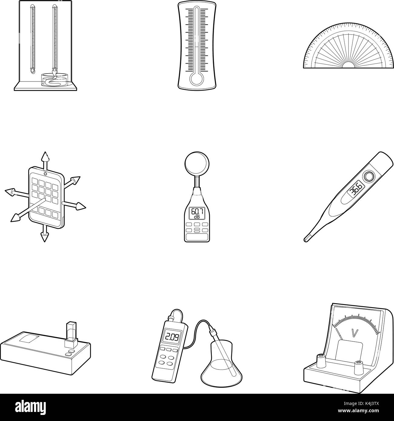 Electronic instrument icons set, outline style Stock Vector Image & Art ...