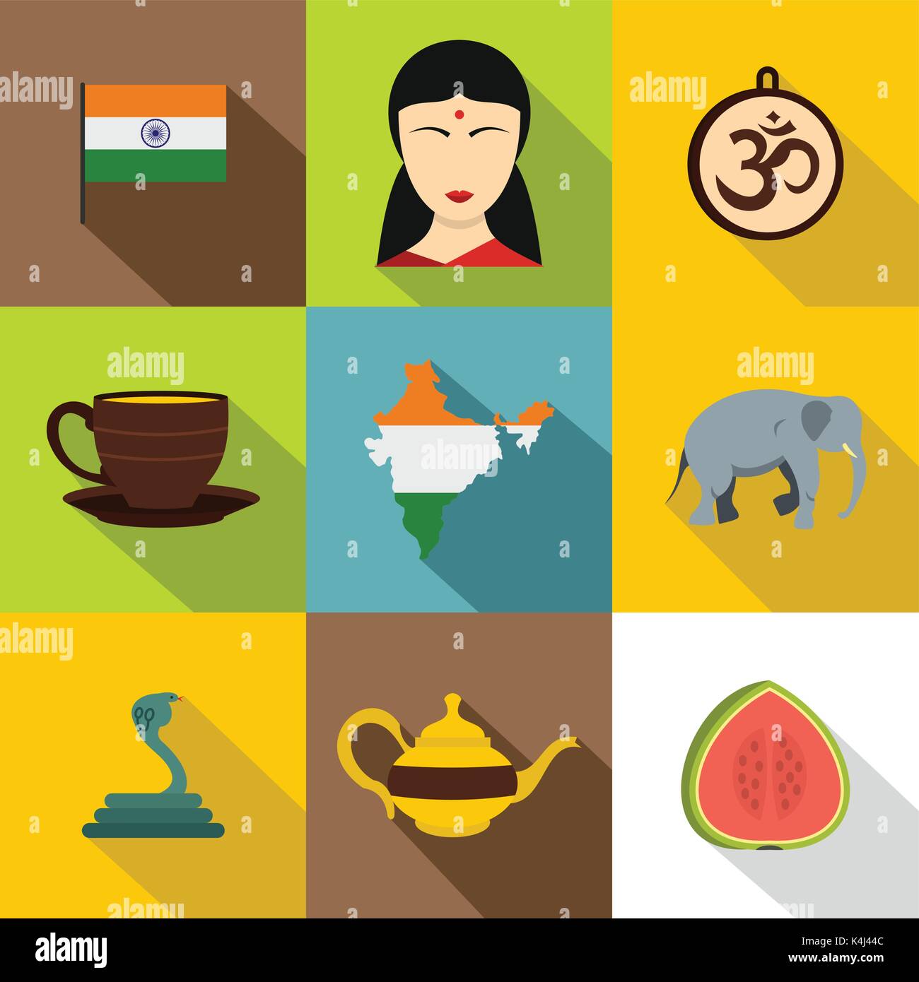 Indian symbols icon set, flat style Stock Vector Image & Art - Alamy