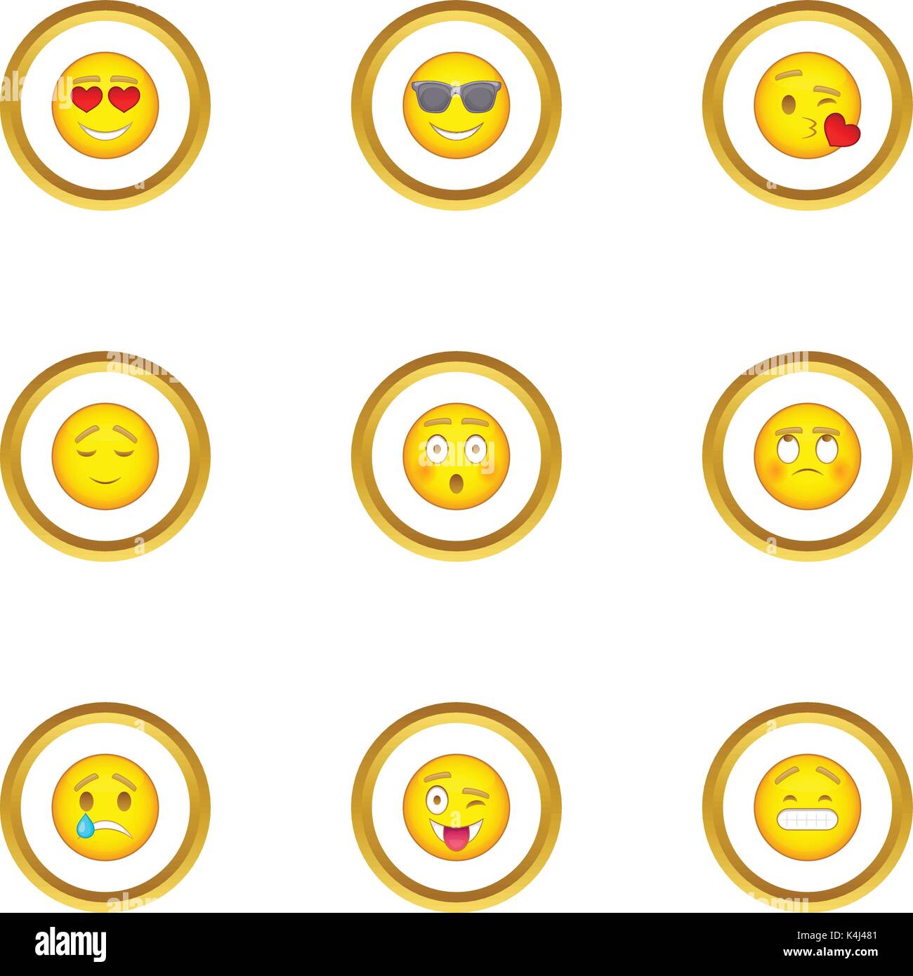 Smile face icons set, cartoon style Stock Vector Image & Art - Alamy