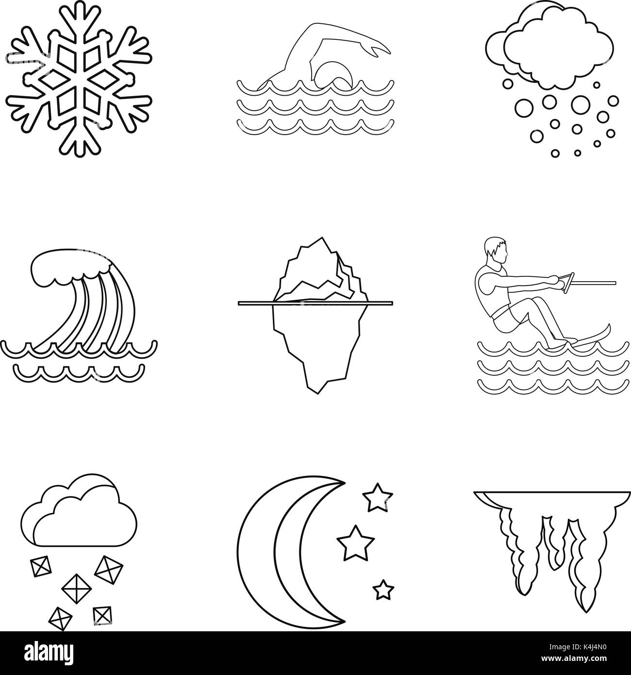Flow icons set, outline style Stock Vector Image & Art - Alamy