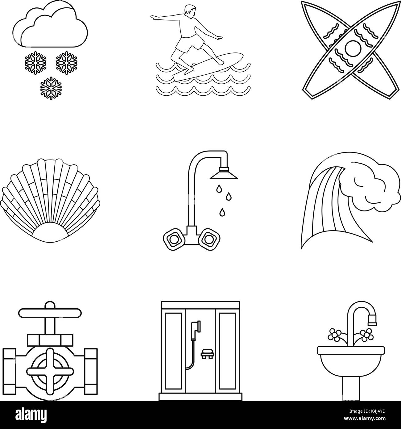 Water activity icons set, outline style Stock Vector Image & Art - Alamy