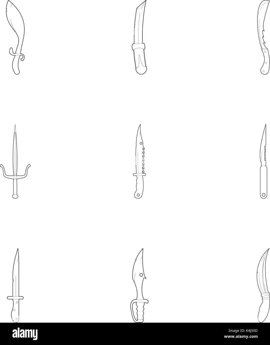 Throwing weapons icons set, outline style Stock Vector Image & Art - Alamy