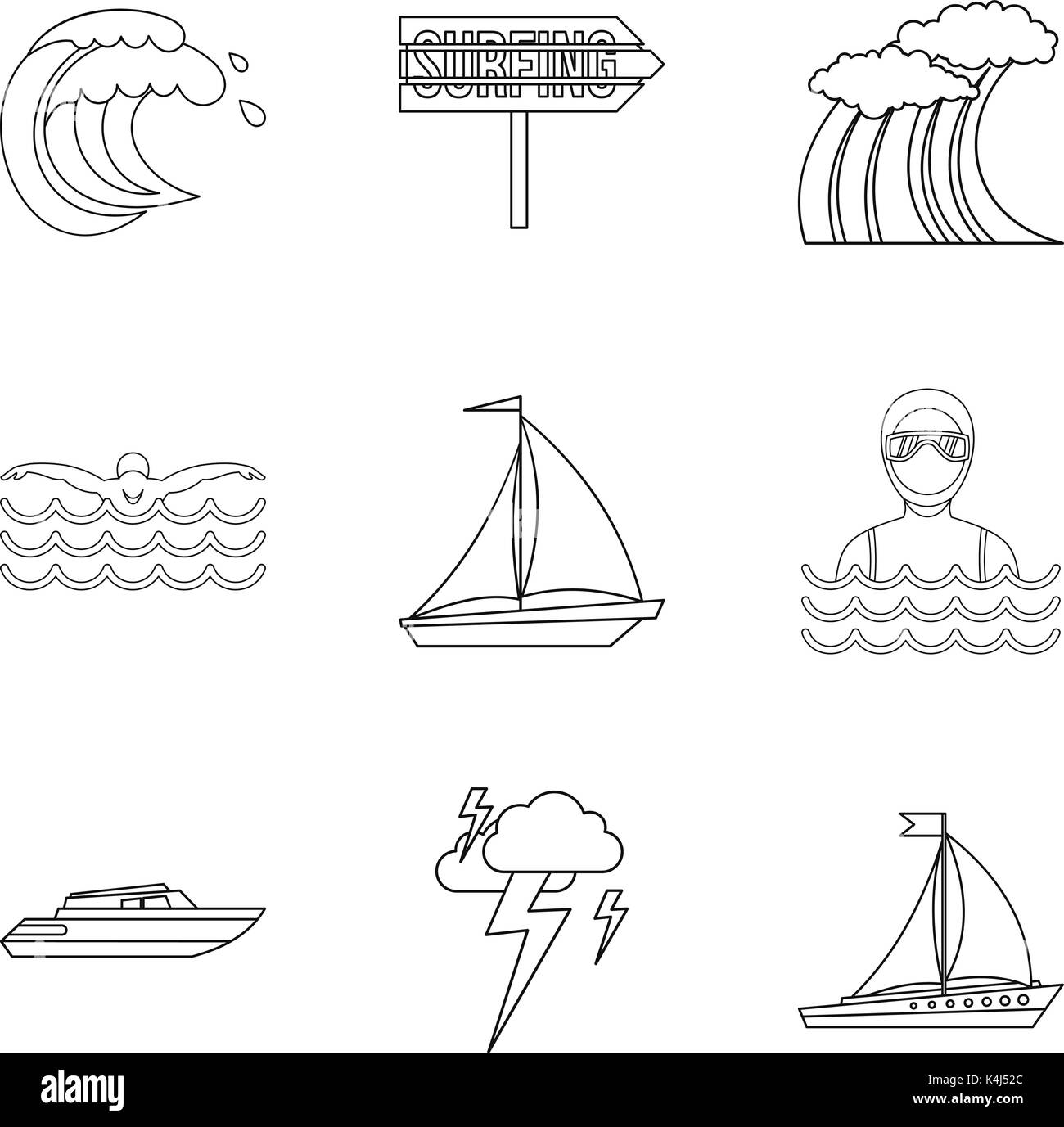 Bad weather icons set, outline style Stock Vector Image & Art - Alamy