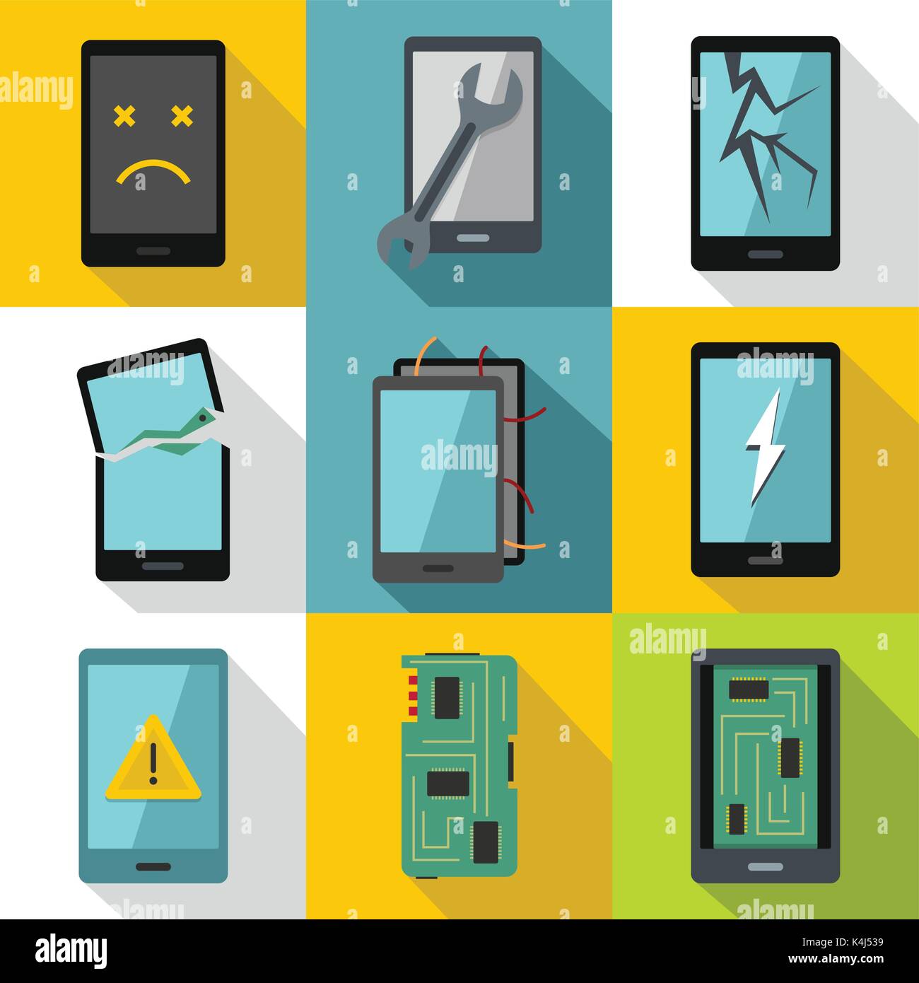 Broken phones fix icon set, flat style Stock Vector Image & Art - Alamy