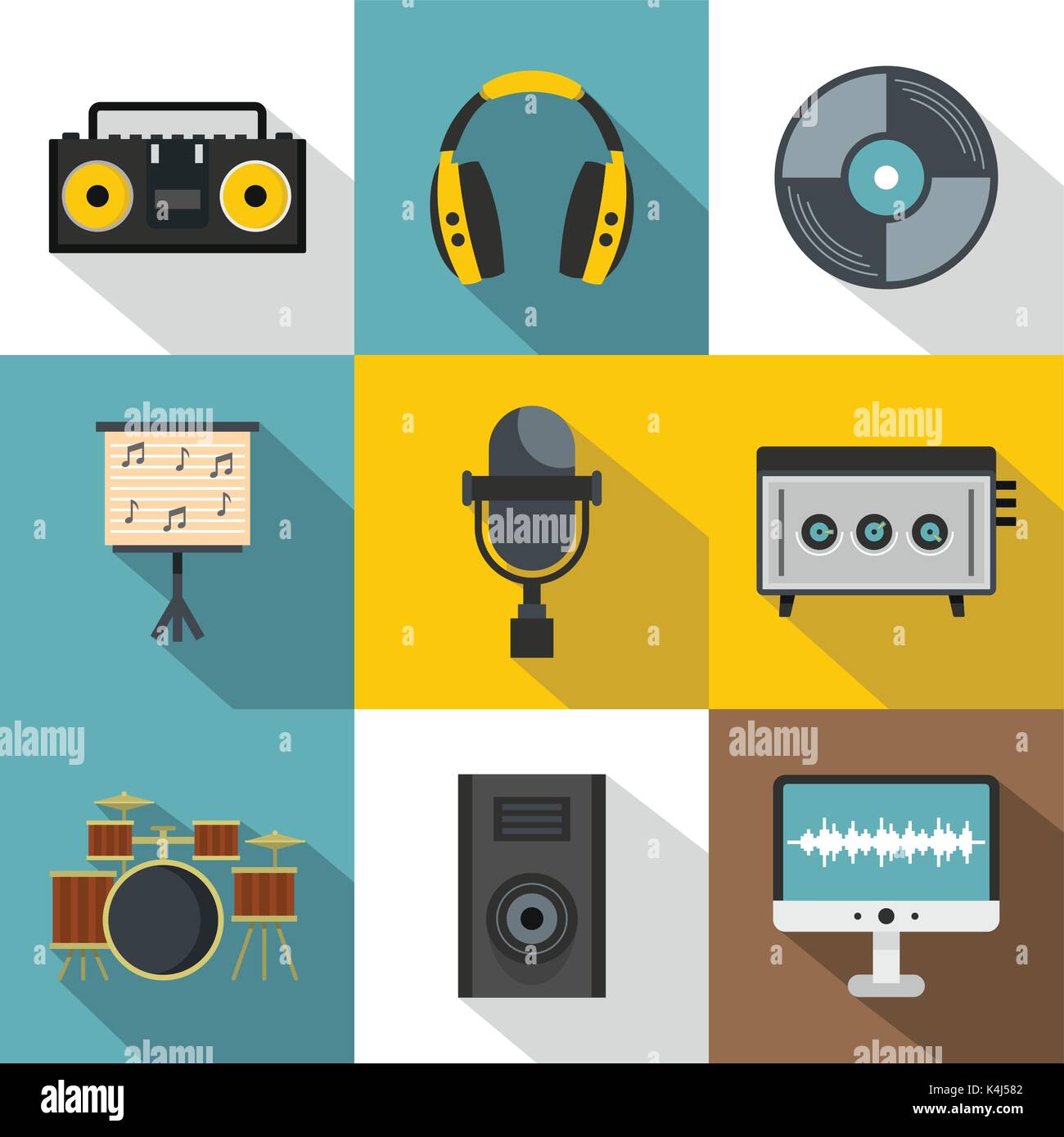 Music recording icon set, flat style Stock Vector Image & Art - Alamy