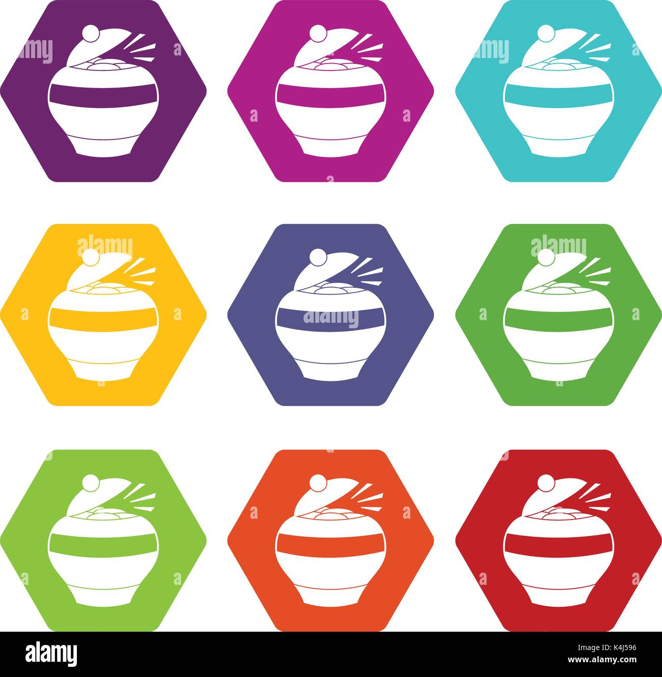 Pot full of gold coins icon set color hexahedron Stock Vector Image ...