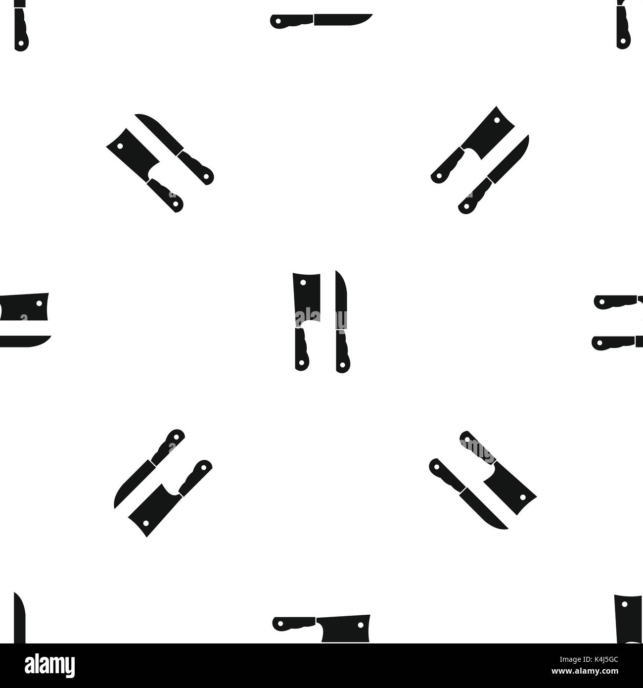Kitchen knife and meat knife pattern seamless black Stock Vector Image ...