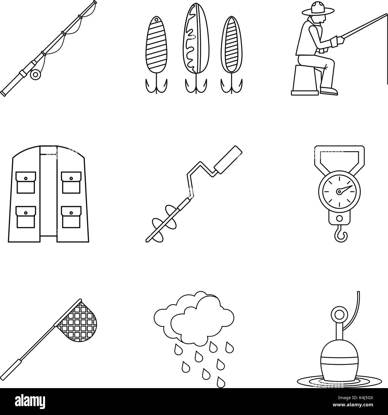 Ice fishing icons set, outline style Stock Vector Image & Art - Alamy