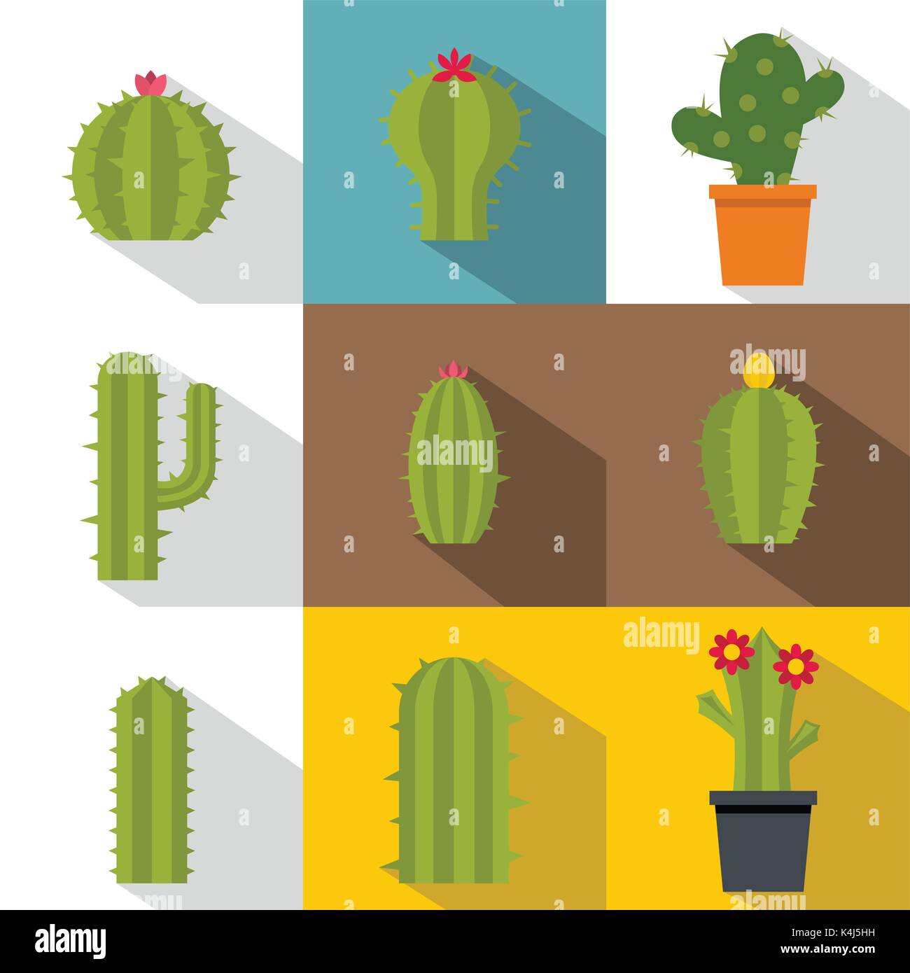 Green cactuses icon set, flat style Stock Vector Image & Art - Alamy