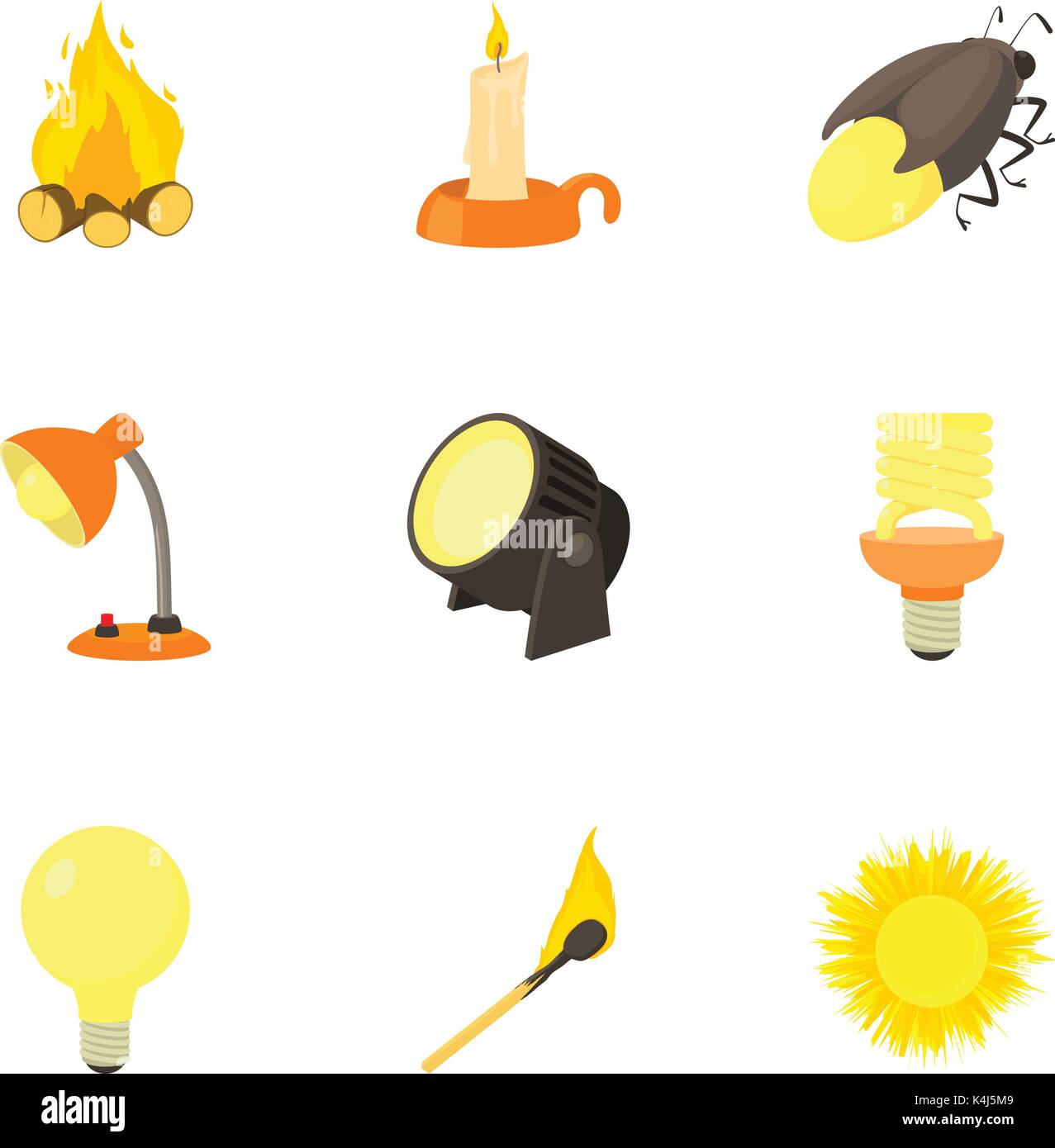 Light Source Icons Set Cartoon Style Stock Vector Image And Art Alamy