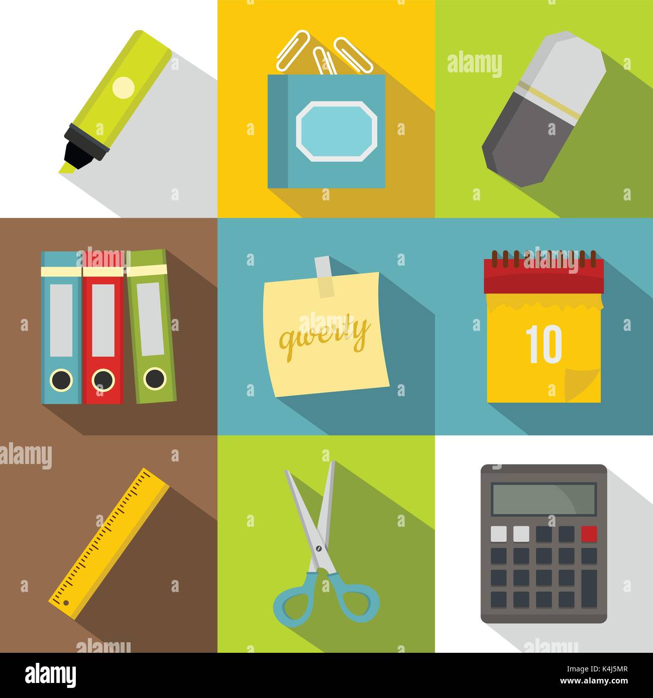 Office stuff icon set, flat style Stock Vector Image & Art - Alamy
