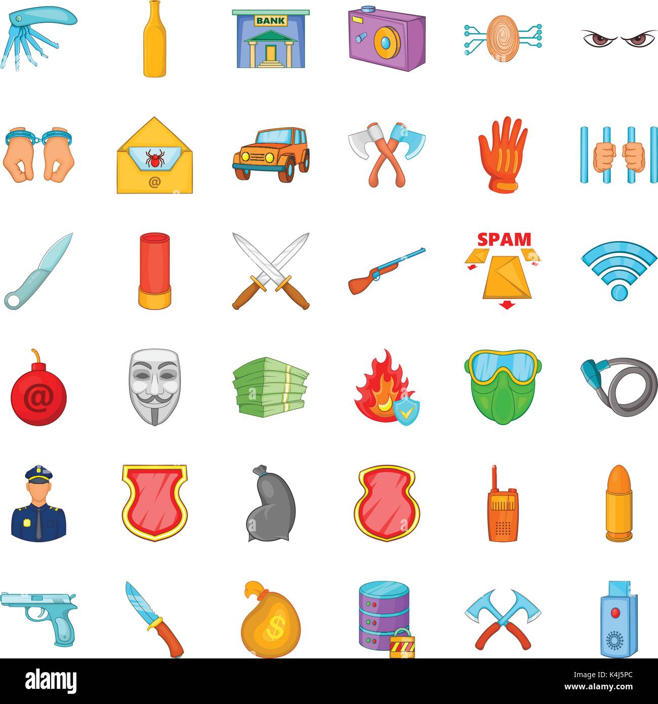 Police icons set, cartoon style Stock Vector Image & Art - Alamy