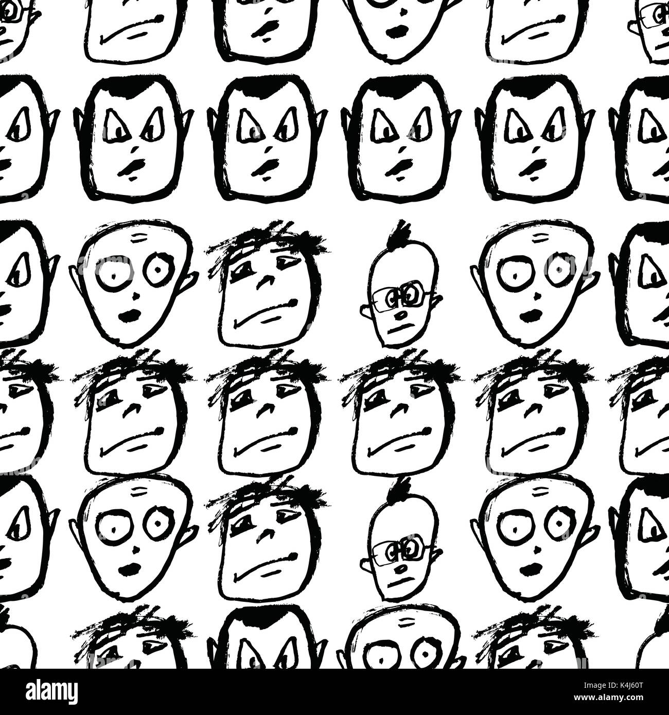 Doodles faces pattern Stock Vector Image & Art - Alamy